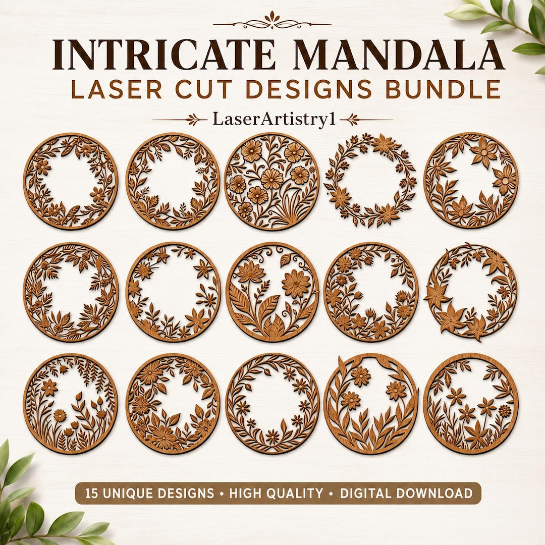 Floral Mandala Laser Cut SVG Bundle | Wall Art, Cricut, Glowforge ...