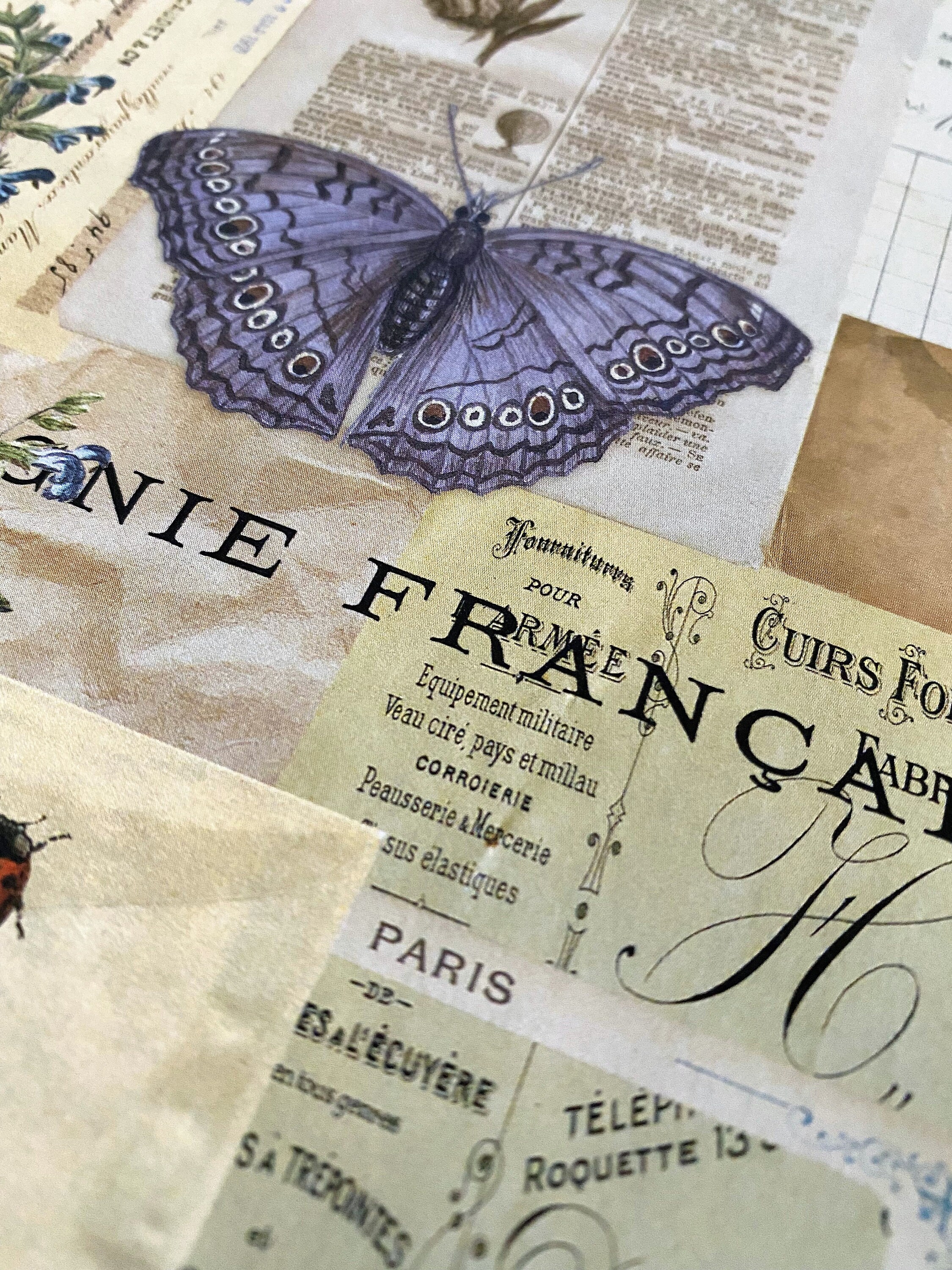 French Collage Digital Paper Pack Set of 6 Tea dyed Junk | Etsy