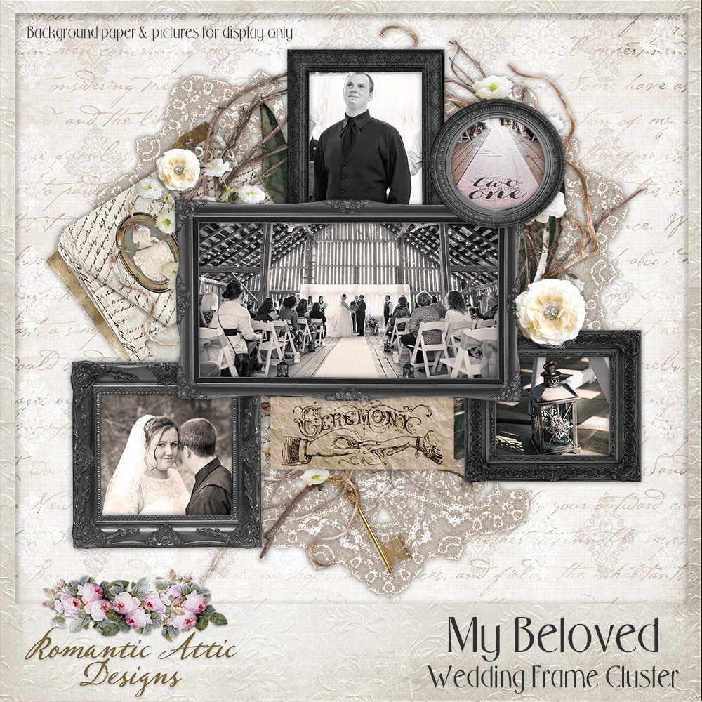 Rustic Wedding Frame Cluster Vintage Black Lace Photo | Etsy