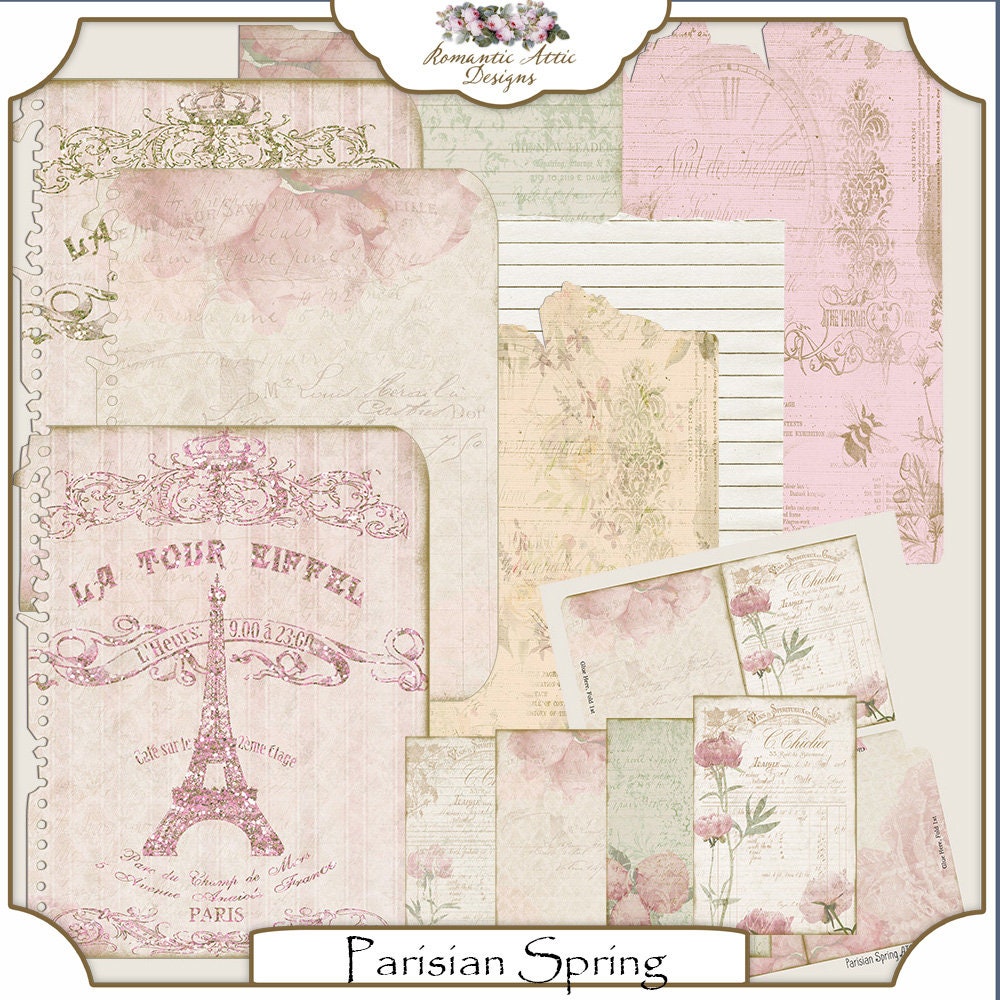 Printable Digital Journal Kit, French, Flower, Vintage, Junk Journal ...