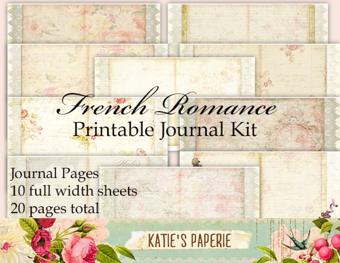 French Romance Printable Journal Digital Journal Kit - Etsy