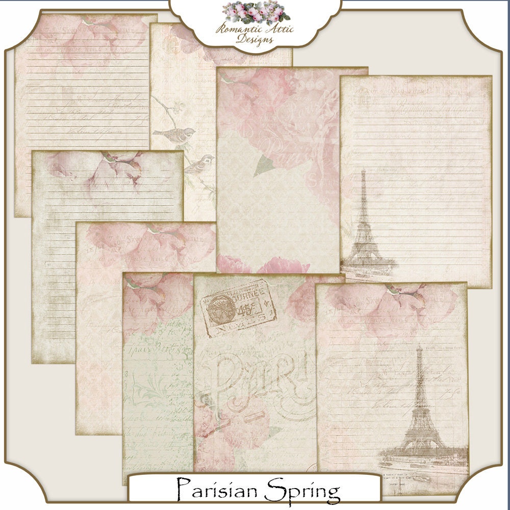 Printable Digital Journal Kit, French, Flower, Vintage, Junk Journal ...