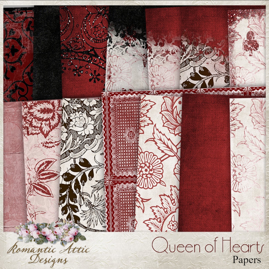 Queen of Hearts | Paper Pack | Digital Paper | Collage | Card Making ...