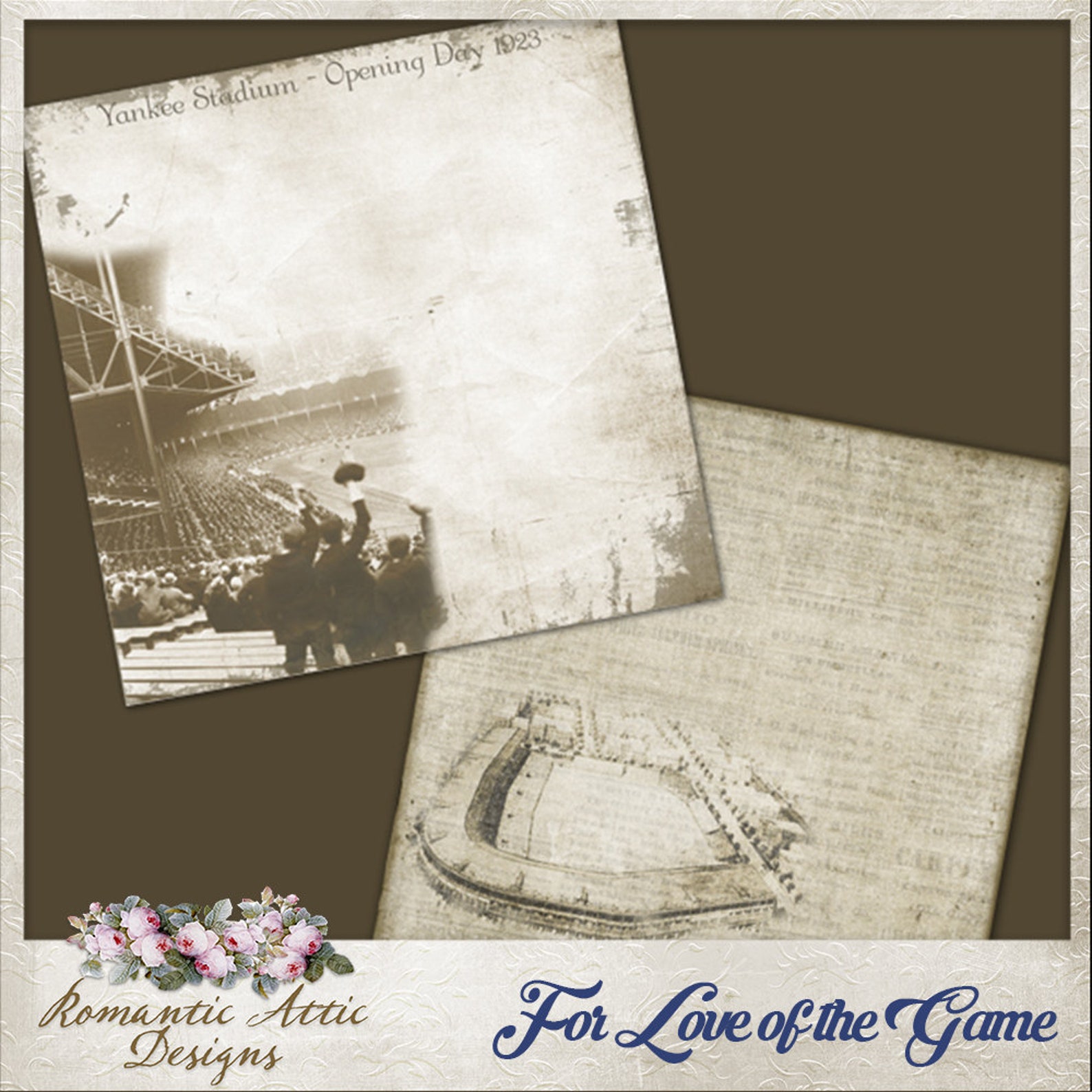 Vintage Baseball, Digital Scrapbook Kit, for Love of the Game, Digital ...