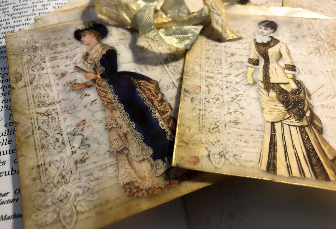 Victorian Fashion Plate Favor Bags, Set #2, Collage, Vintage, French ...