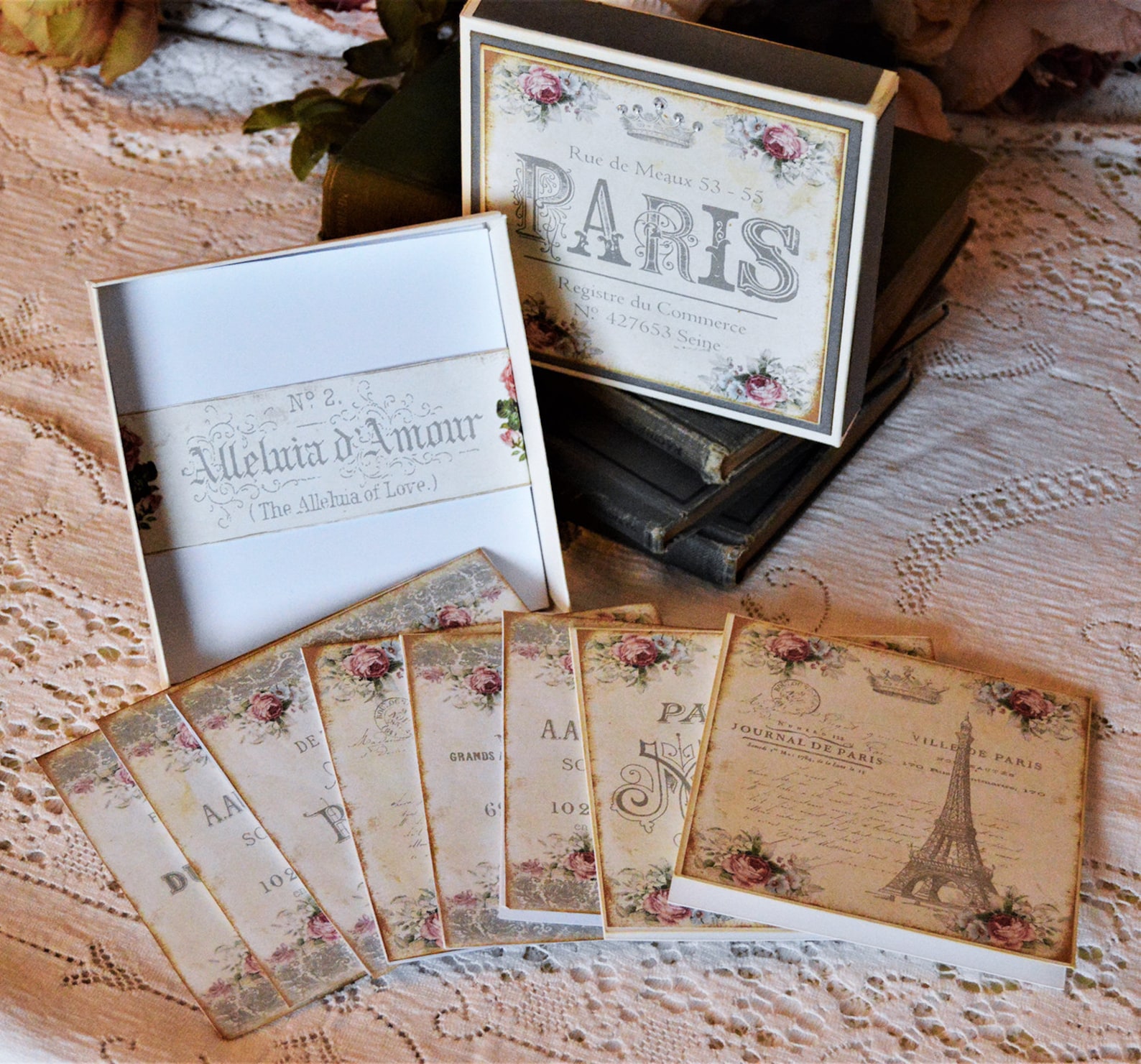 Vintage Paris Paper, Paris Note Card, Blank Cards, French Stationery ...