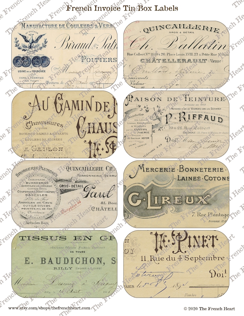 French Invoice Altoid Tin Printable Altered Collage - Etsy
