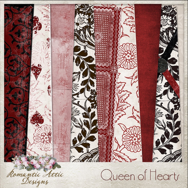 Queen of Hearts | Digital Scrapbook Kit | Papercraft | Digital Paper ...