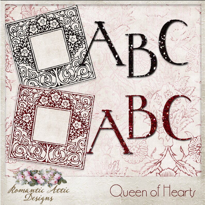 Queen of Hearts Digital Scrapbook Kit Papercraft Digital | Etsy