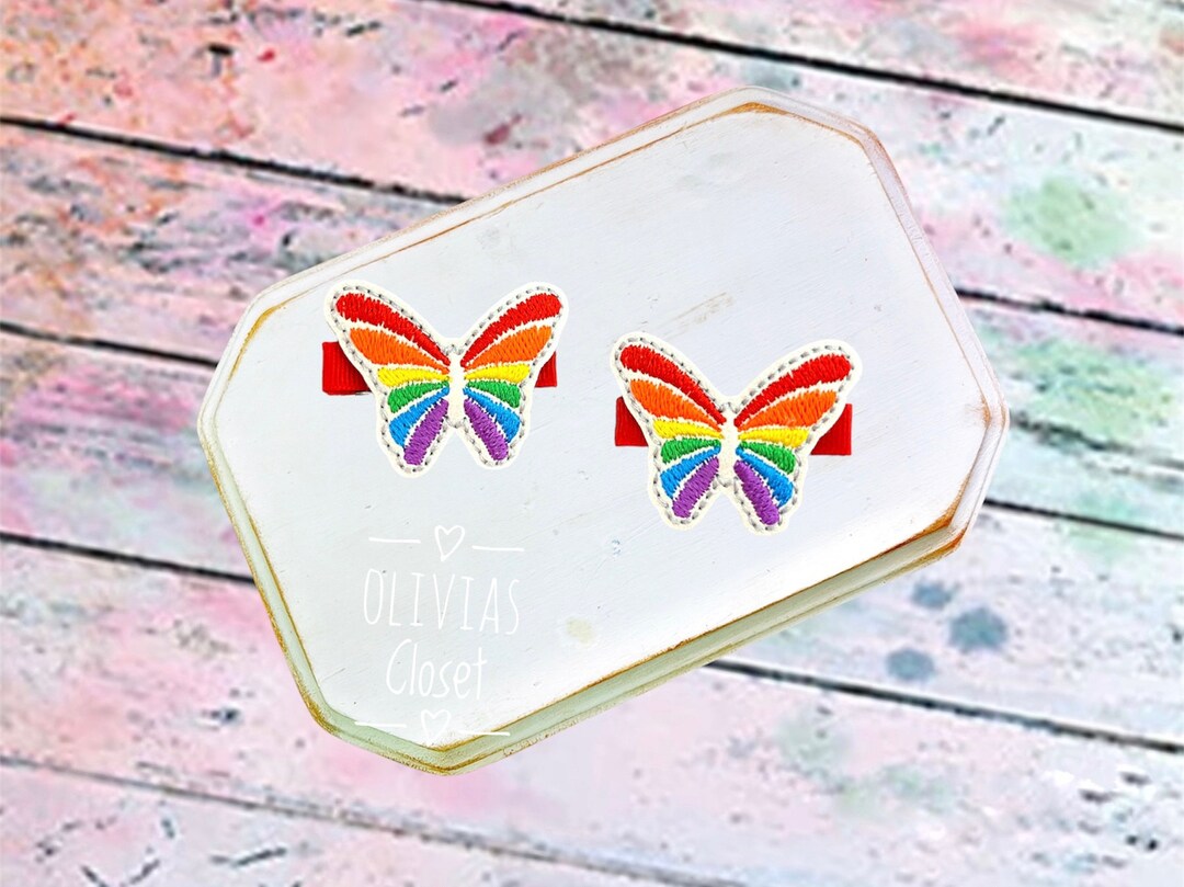 Rainbow Butterfly Hair Clip - Etsy