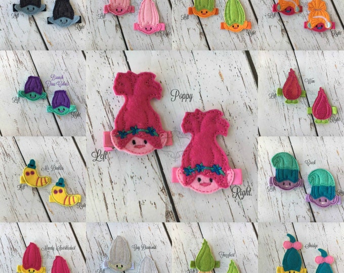 Poppy OTT Hair Bow, Troll Hairbow, Trolls Inspired Clip, Poppy Princess ...