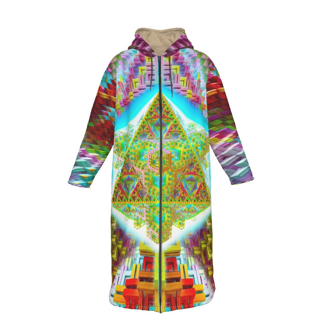 Cosmic Psychedelic Sherpa Fleece Cloak: Hooded Festival Outfit - Etsy