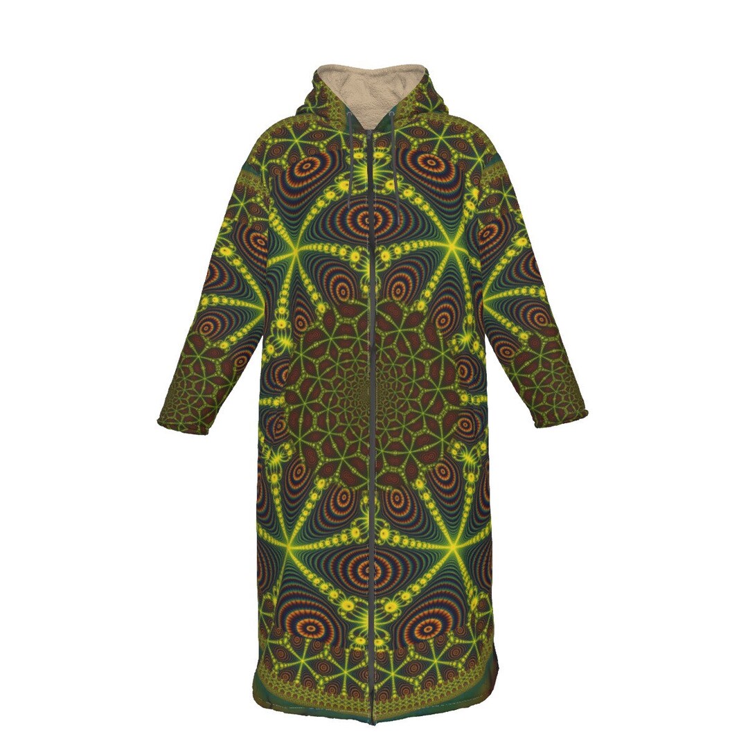 Psychedelic Sherpa Fleece Cloak: Festival Hooded Cape - Etsy