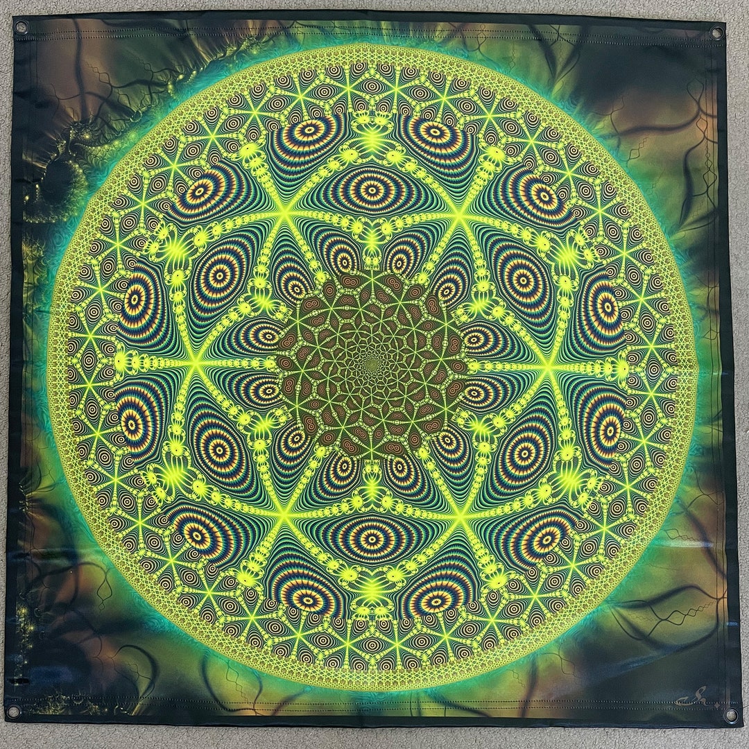 UV Ink Blacklight Reactive Psychedelic Shamanic Visionary Tapestry ...