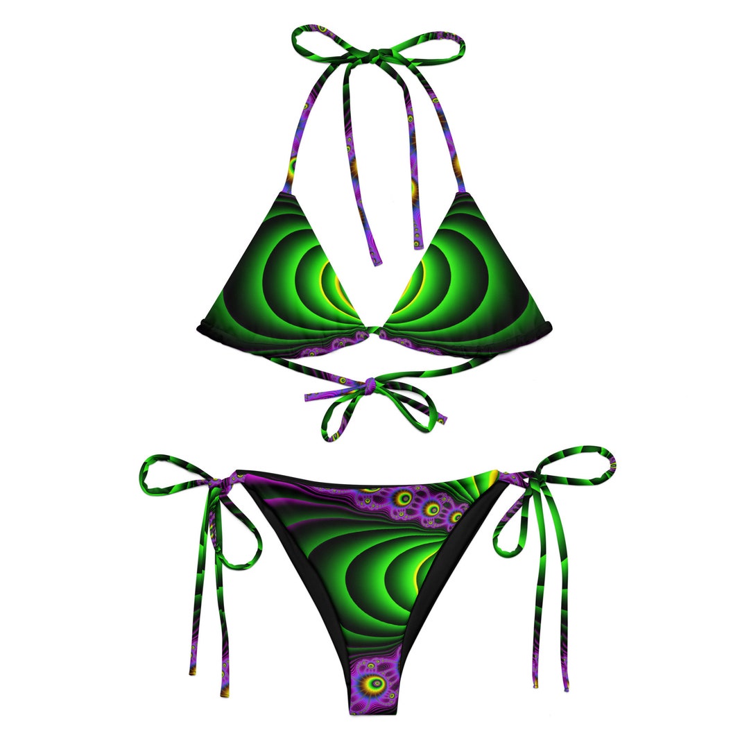 Trippy Psychedelic String Bikini: Rave Festival Swimsuit - Etsy