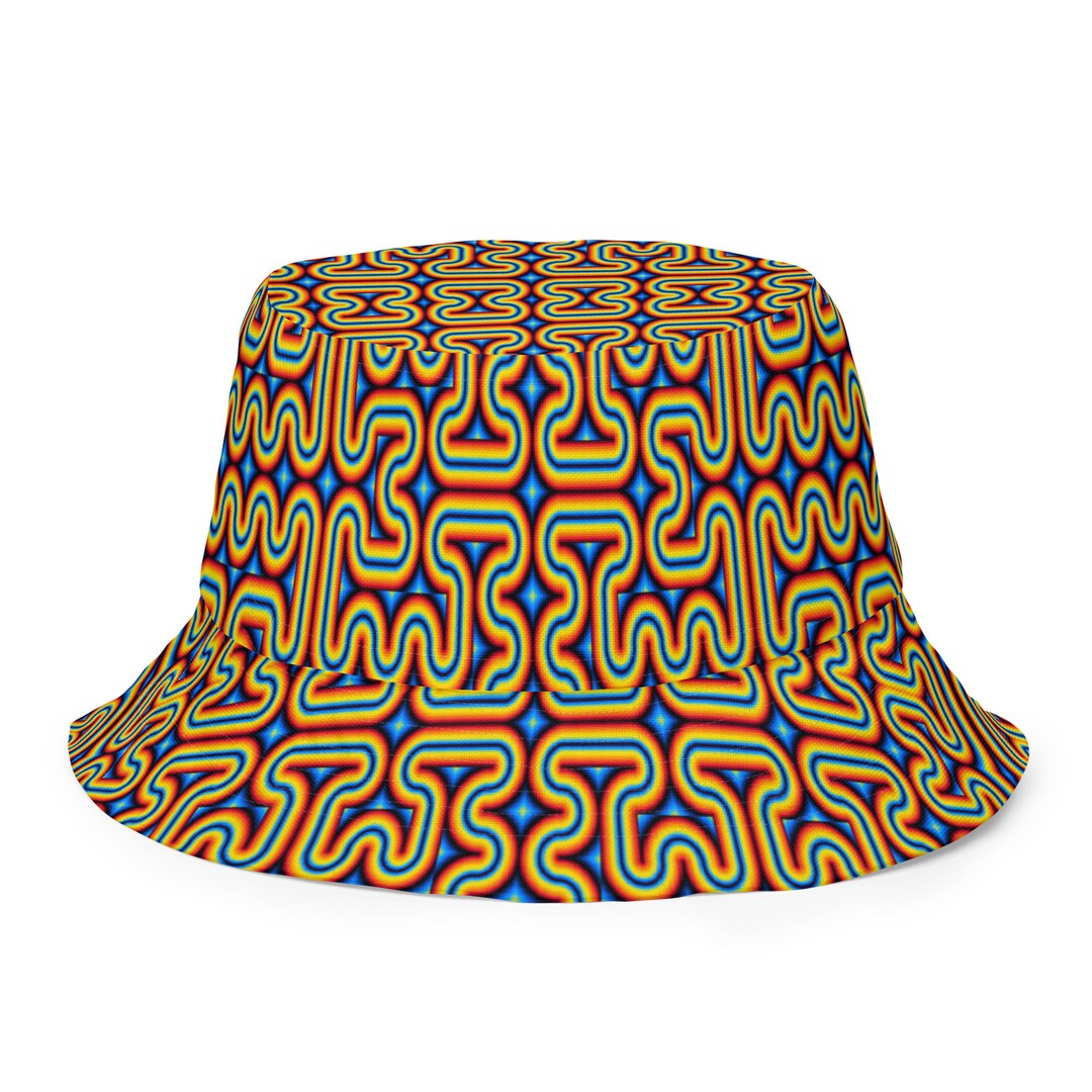 Trippy Reversible Bucket Hat: Pumayana Rave Festival Clothing - Etsy