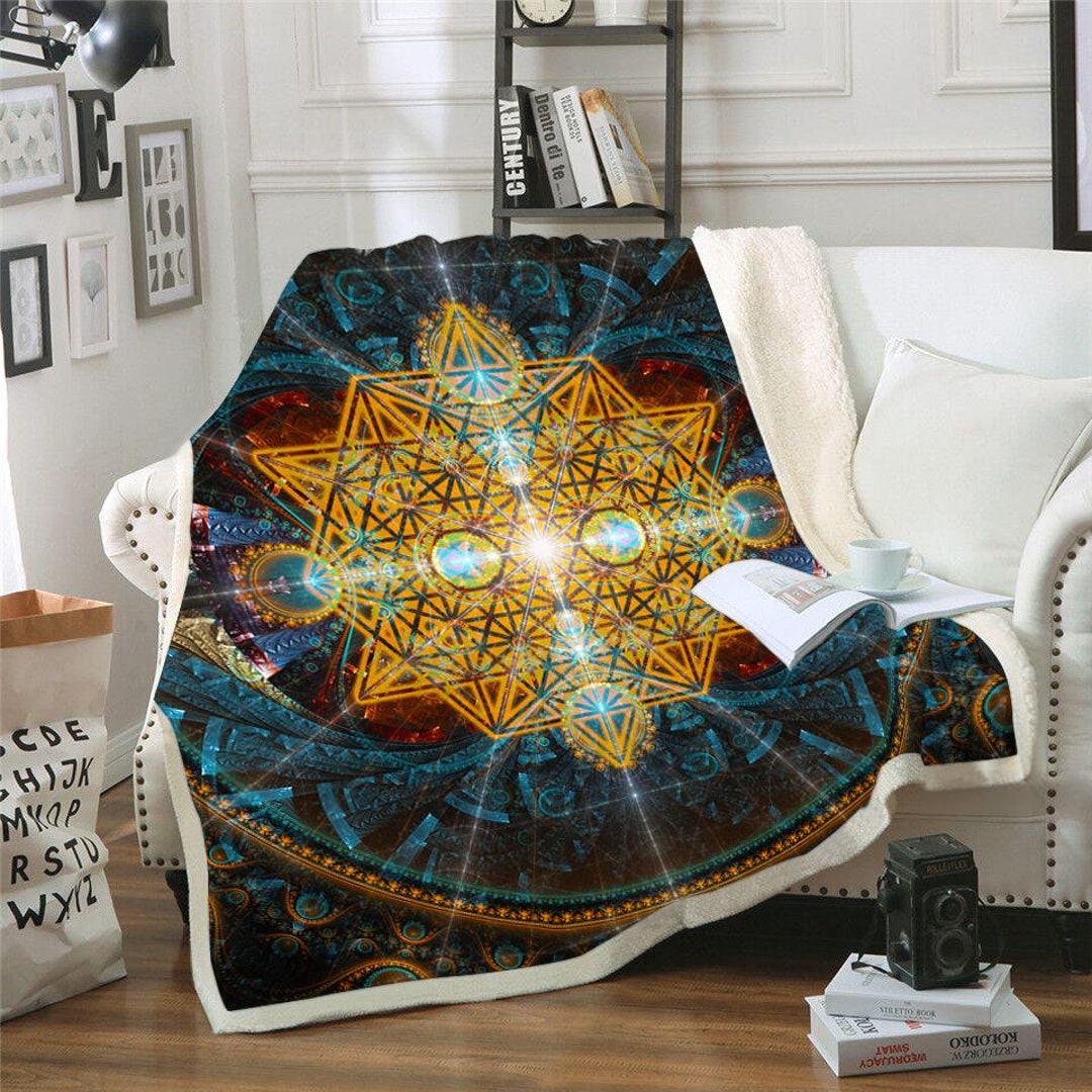 Sacred Geometry Throw Blanket | Sherpa Fleece Blanket | Equilibrium - Etsy