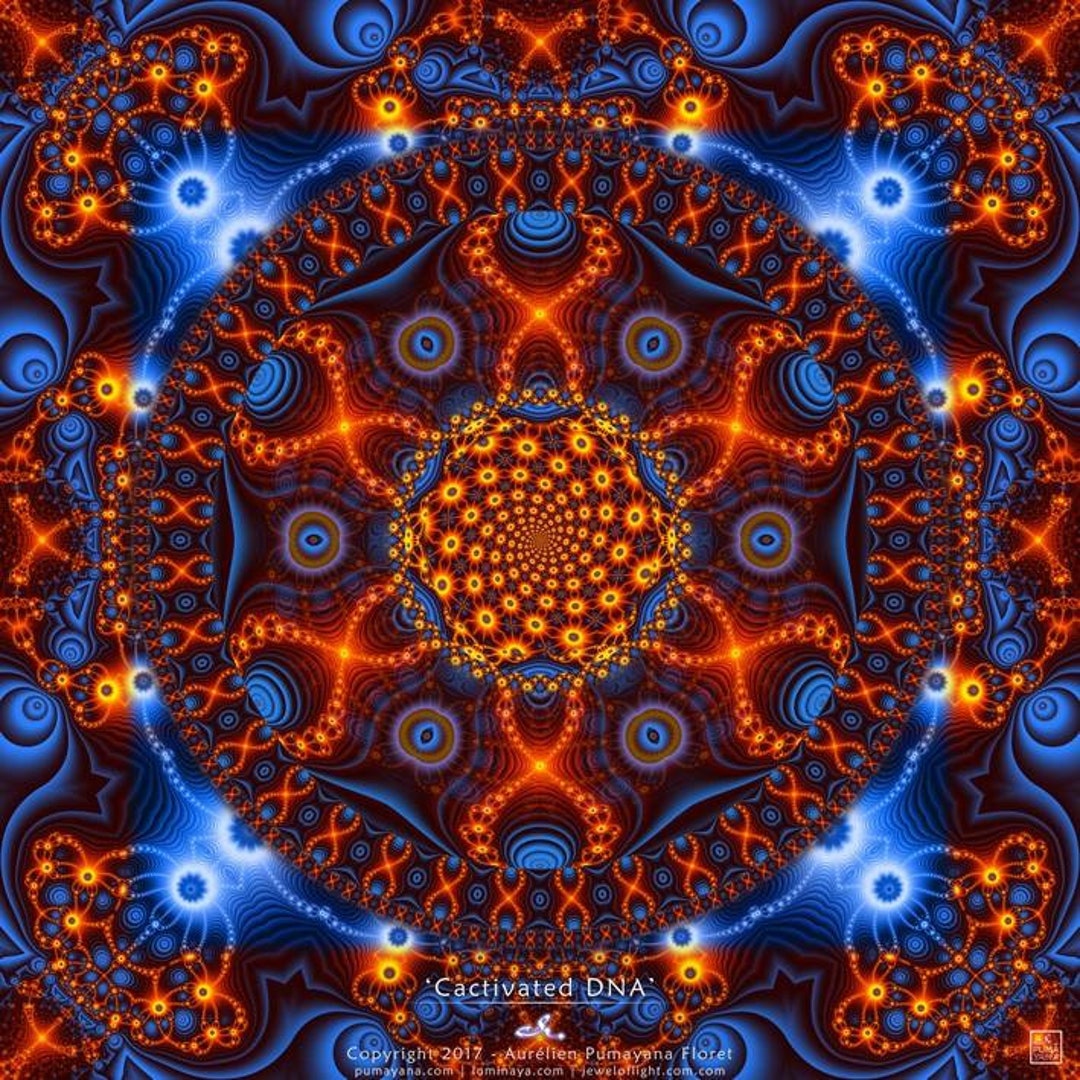 Tapiz de mandala de ADN activado, colgante de pared psicodélico, arte ...