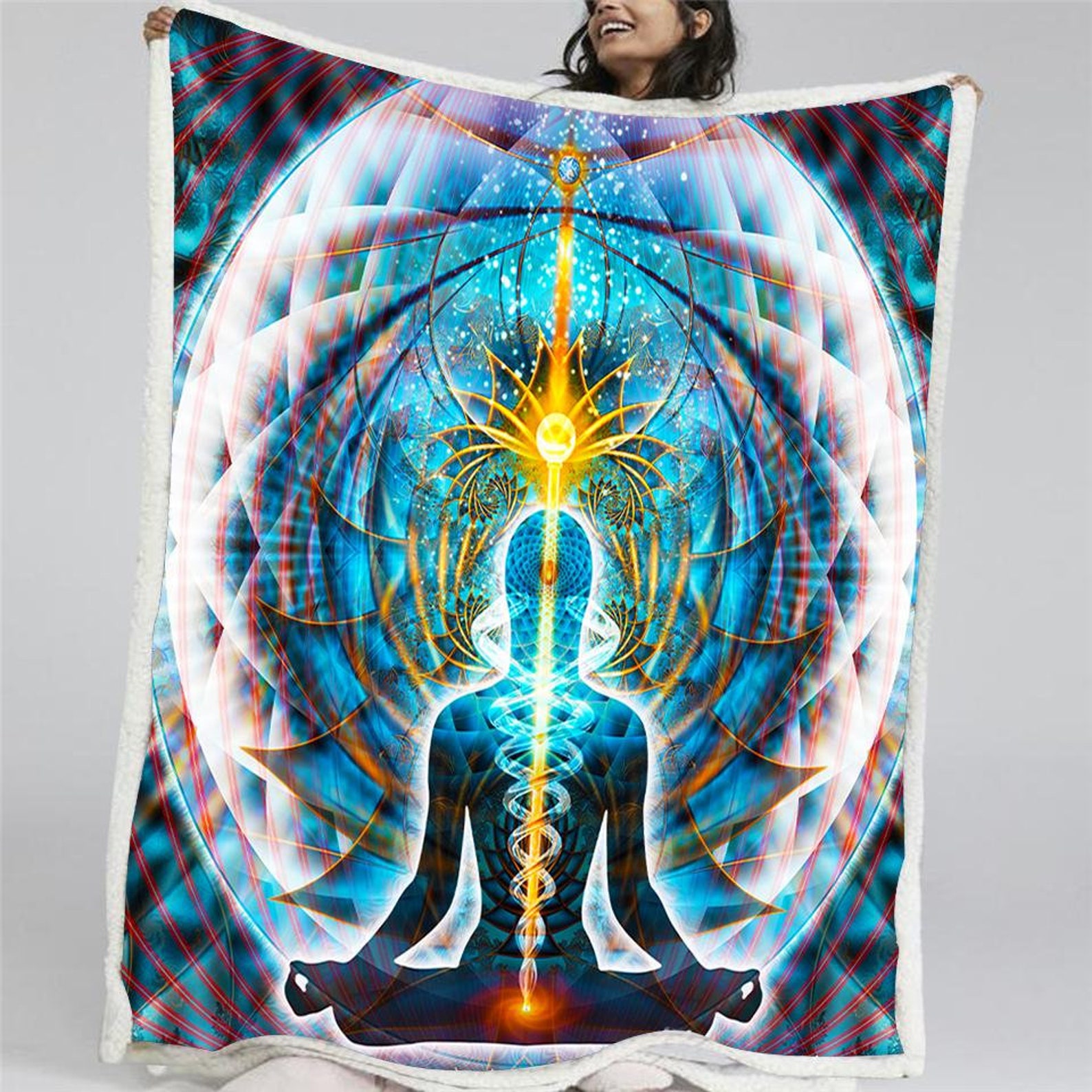 Chakra Throw Blanket Meditation Fleece Blanket Galactic - Etsy