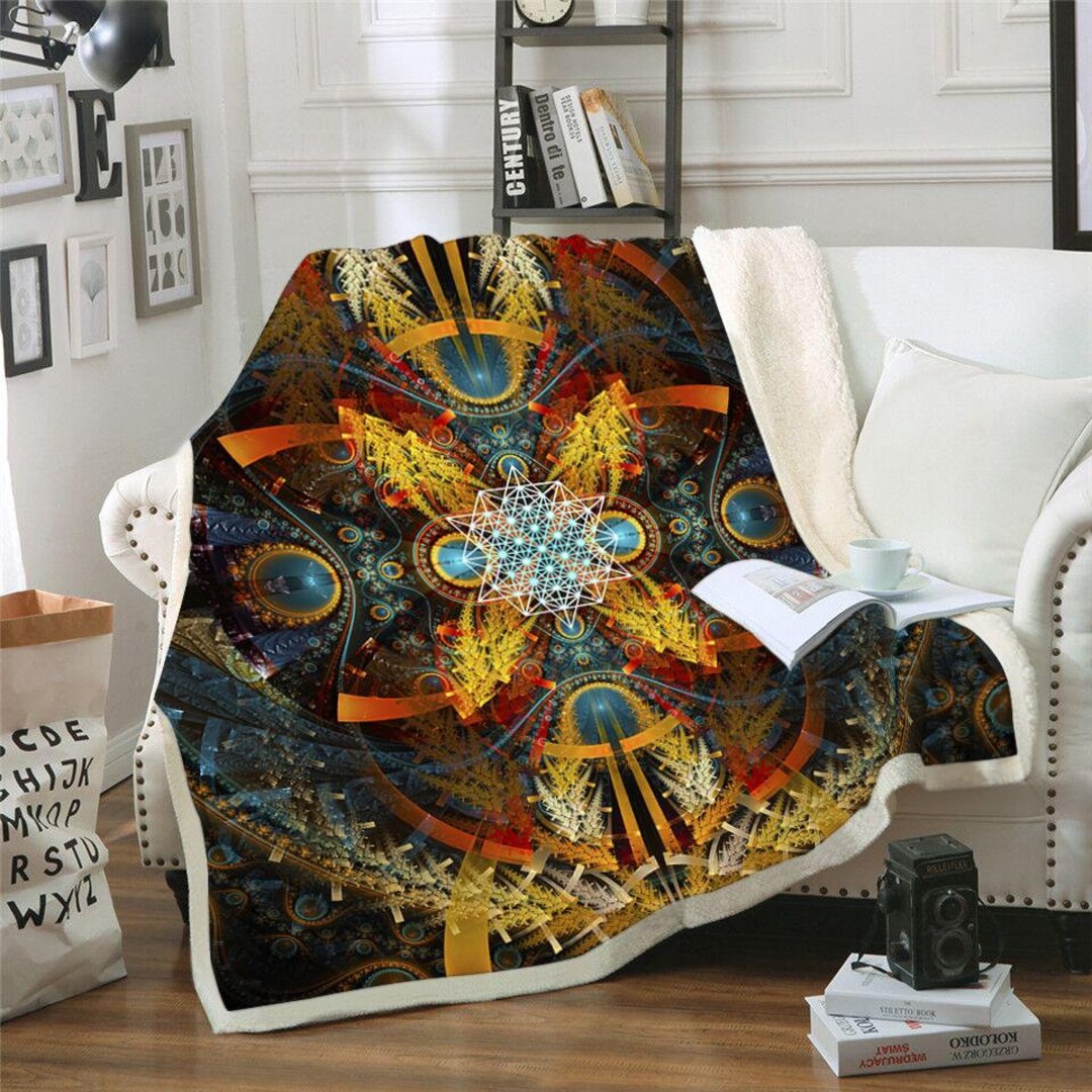 Merkaba Throw Blanket | Sherpa Fleece Sacred Geometry | Star Matrix - Etsy