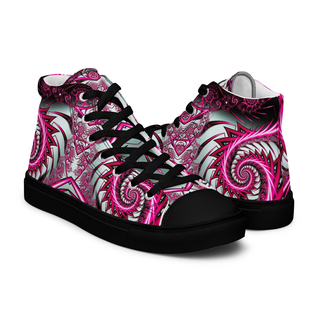 Trippy High Top Canvas Shoes: Psychedelic Rave Festival Gear - Etsy