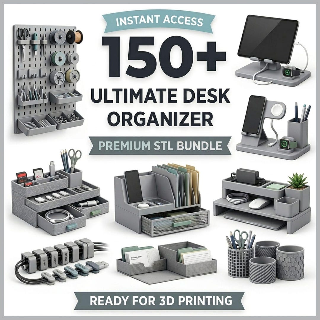 150+ Office Organizers STL Bundle Ready for 3D Printing Desk Storage ...