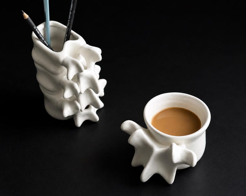 Gothic Spine Mug – Anatomical Vertebrae Ceramic Cup, Dark Academia ...