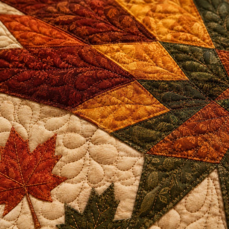 Autumn Maple Burst Quilt Pattern, Lone Star Fall Quilt Tutorial (PDF ...
