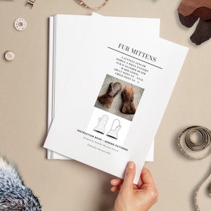 Fur Mittens PDF Sewing Pattern Gauntlets With Leather Palm Adult and ...