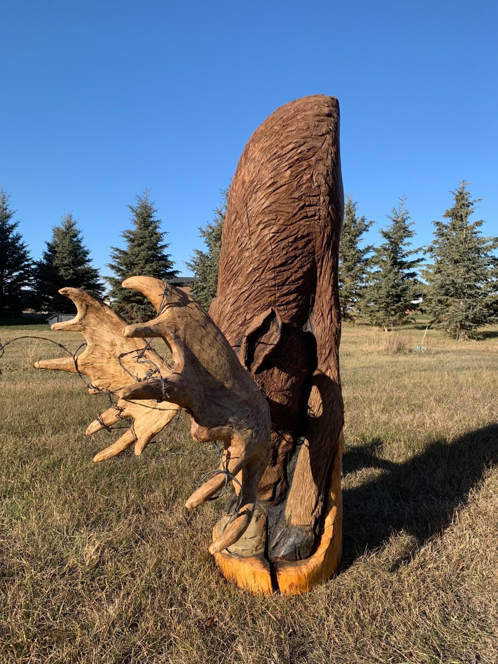 Bull Moose Chainsaw Carving With Barbed Wire Tangled in - Etsy Canada