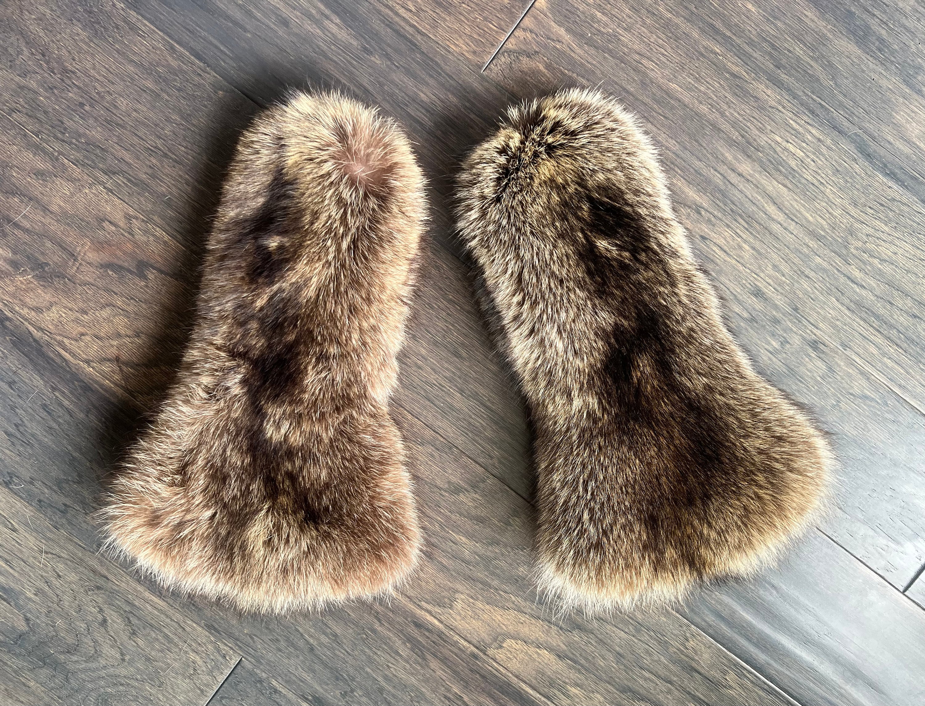 Raccoon Fur Gauntlet Mitts Adult Size Large Mittens Removable Sherpa ...