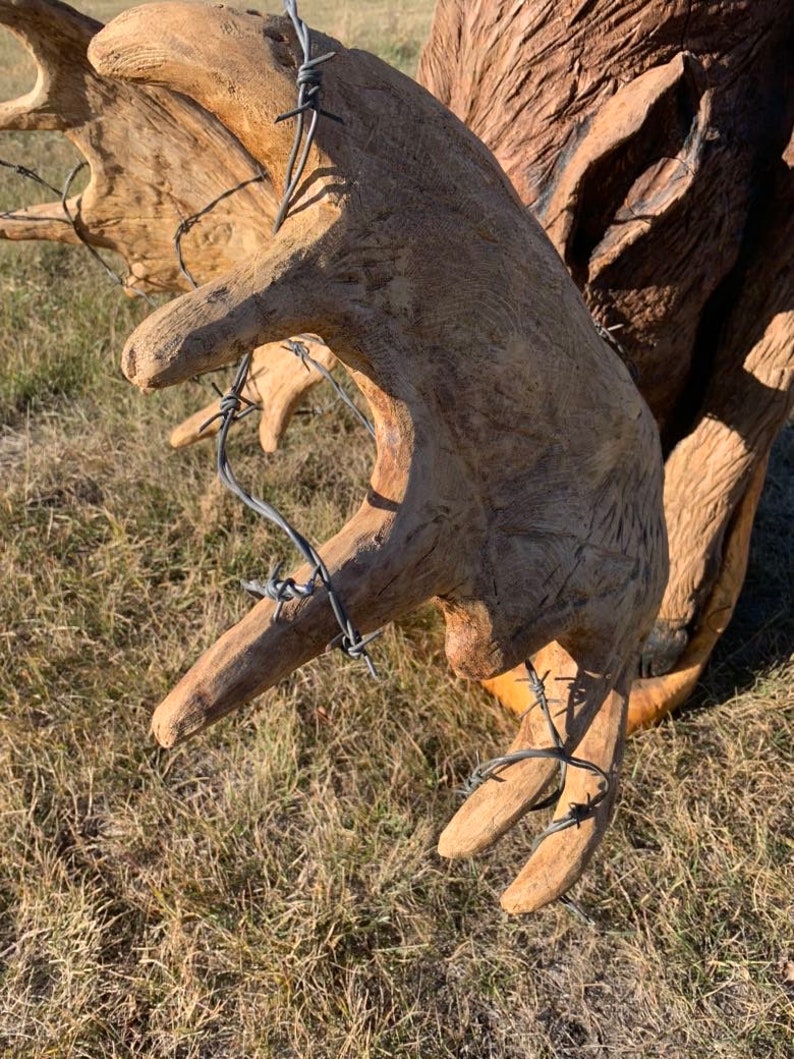 Bull Moose Chainsaw Carving With Barbed Wire Tangled in - Etsy Canada