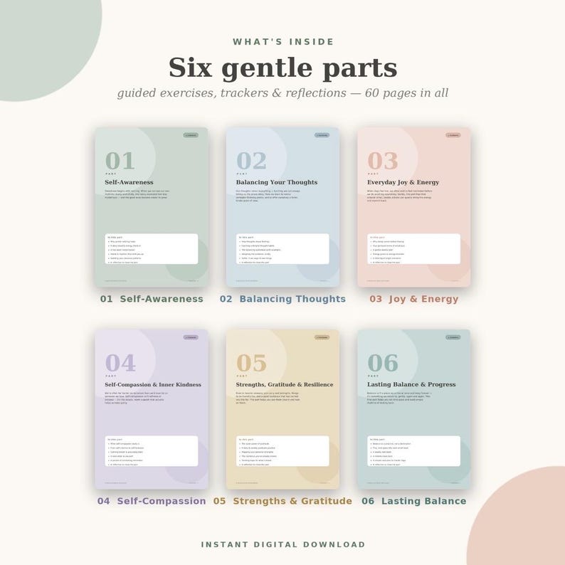 Balanced Mood Workbook | Self-care Journal, CBT Planner (digital ...