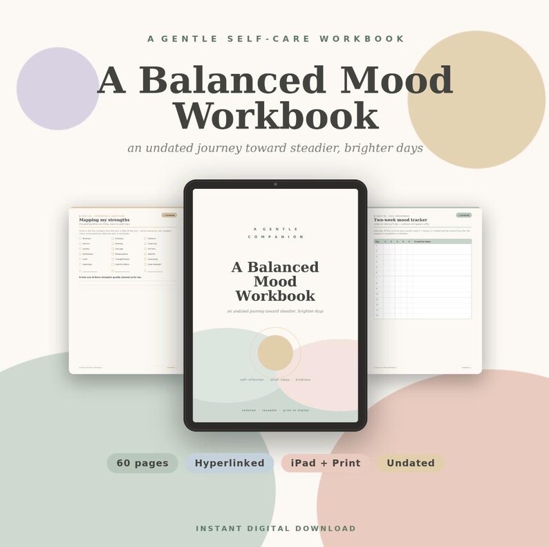 Balanced Mood Workbook | Self-care Journal, CBT Planner (digital ...