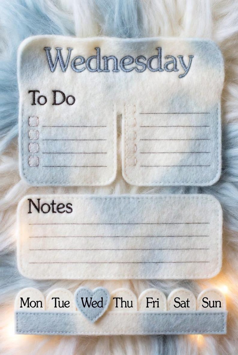 Weekly to Do List Planner | Pastel Blue Felt Organizer (digital ...