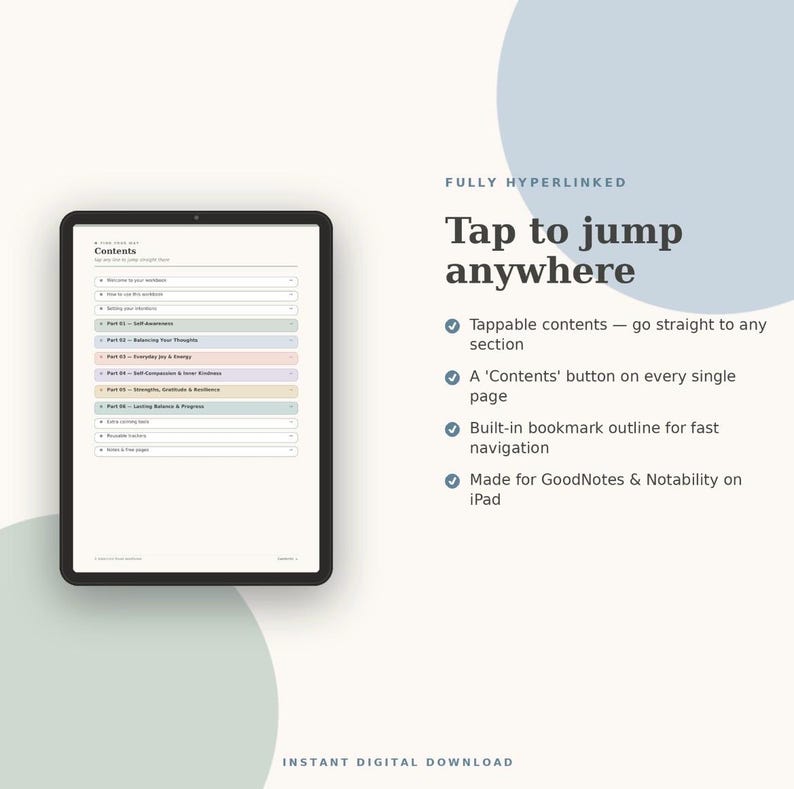 Balanced Mood Workbook | Self-care Journal, CBT Planner (digital ...