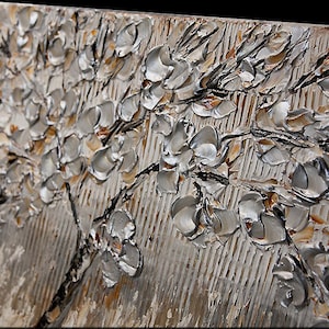Silver Tree Abstract Painting Textured Silver Blooming Tree - Etsy