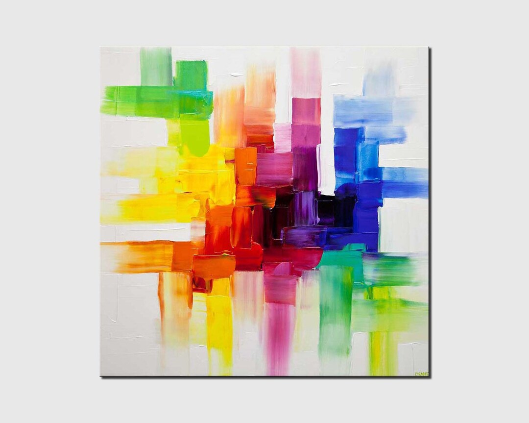 Large Abstract Painting Original Colorful Wall Art Large Modern Decor ...