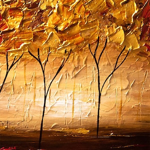 Texture Trees Painting Original Forest Painting Red Gold Abstract ...