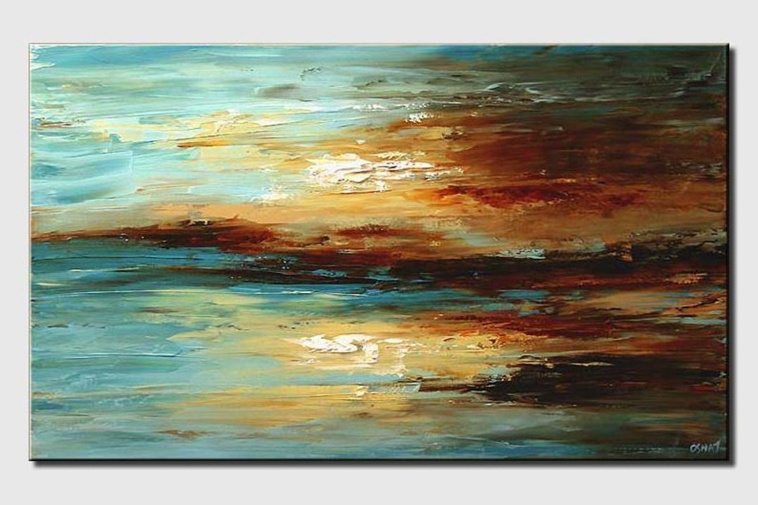 Textured Ocean Art Coastal Canvas Wall Art Original Seascape - Etsy