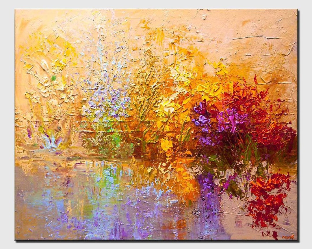 Textured Colorful Landscape Painting Vivid Painting Colorful Forest Art ...
