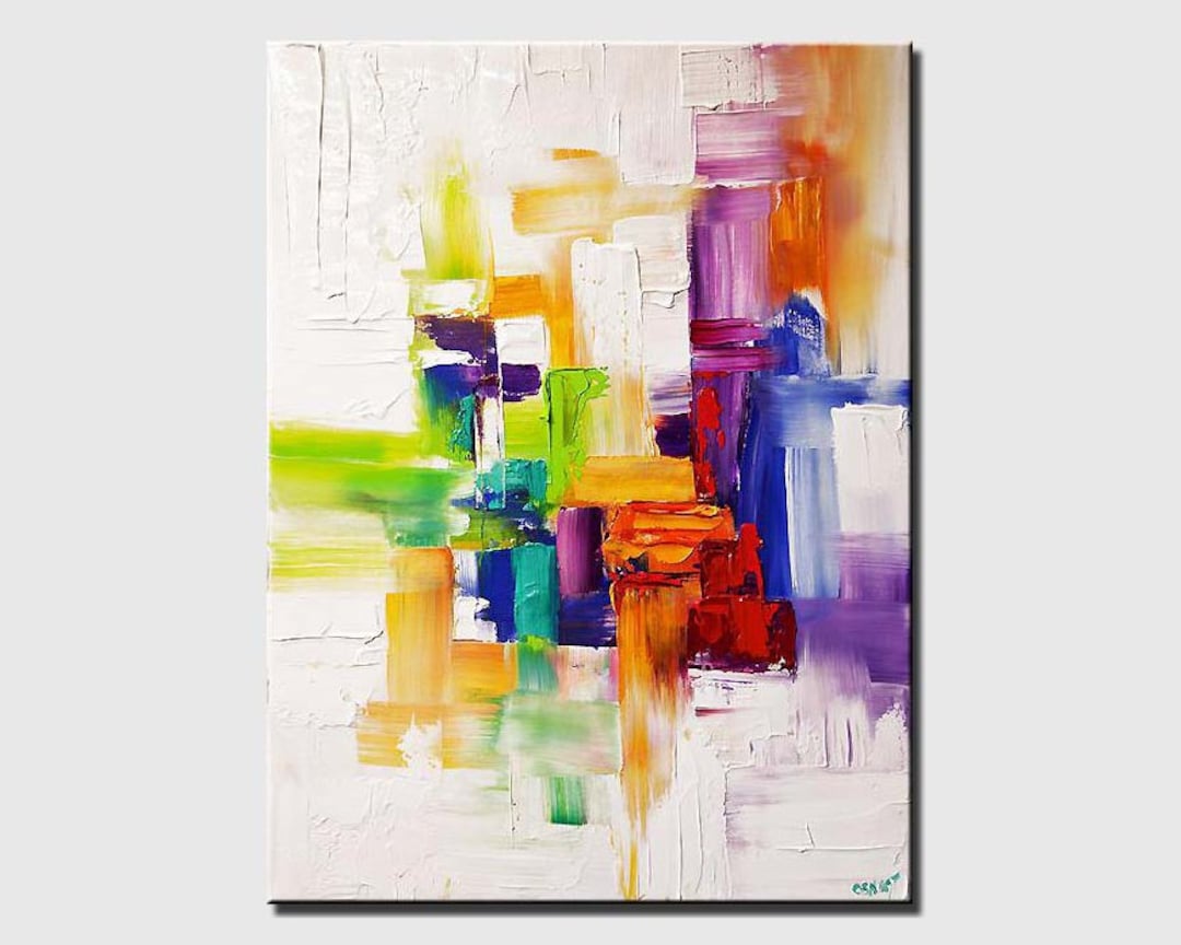 Colorful Wall Art Original Abstract Painting Textured Multicolor ...