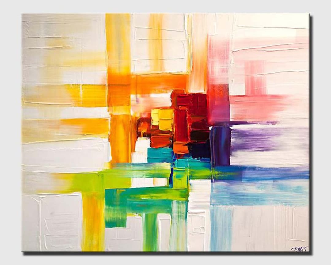 Original Colorful Textured Abstract Painting, Modern Wall Art for ...