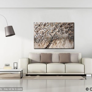 Silver Tree Abstract Painting Textured Silver Blooming Tree - Etsy