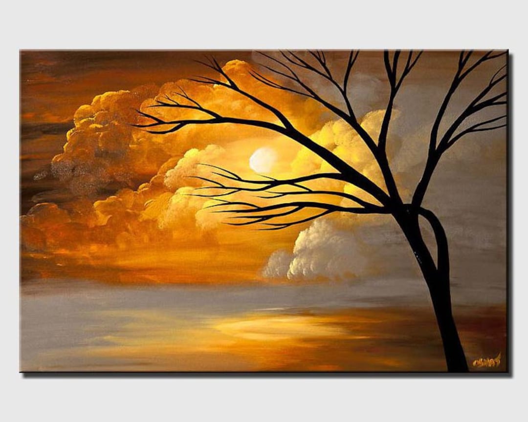 Original Sunrise Painting Landscape Art on Canvas With a - Etsy
