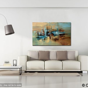 Light Blue Abstract Painting on Canvas Light Blue Beige Wall - Etsy