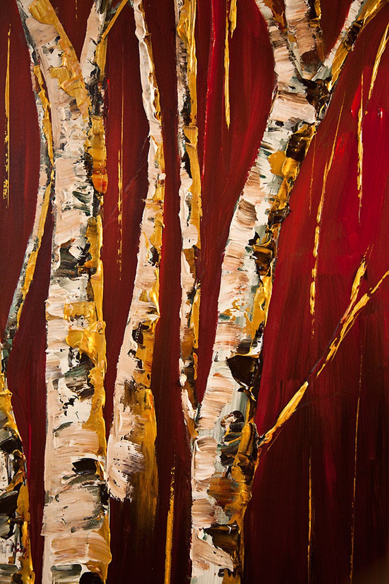 Birch Trees Abstract Print Abstract Painting Wall Art PRINT | Etsy