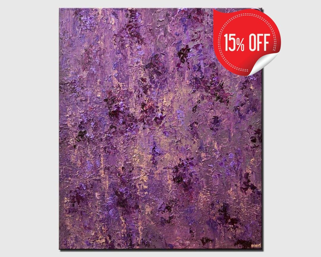Purple Abstract Painting Original Wall Art on Canvas Textured Modern ...