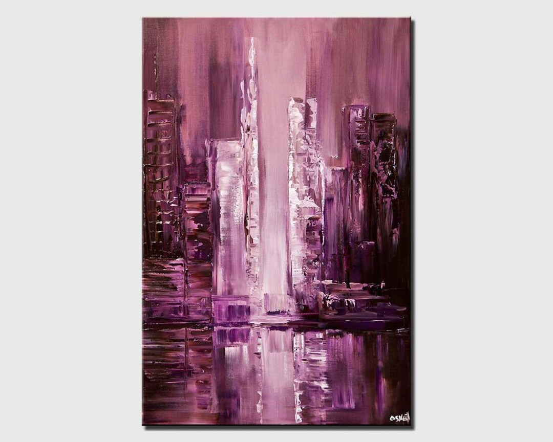 Original Purple Abstract Art on Canvas, Contemporary Purple Wall Art ...