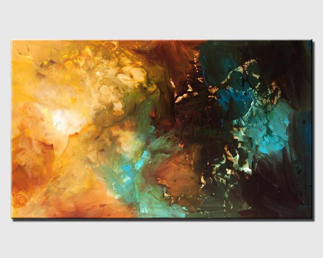 Teal Abstract Print Based on My Abstract Painting Teal Wall - Etsy